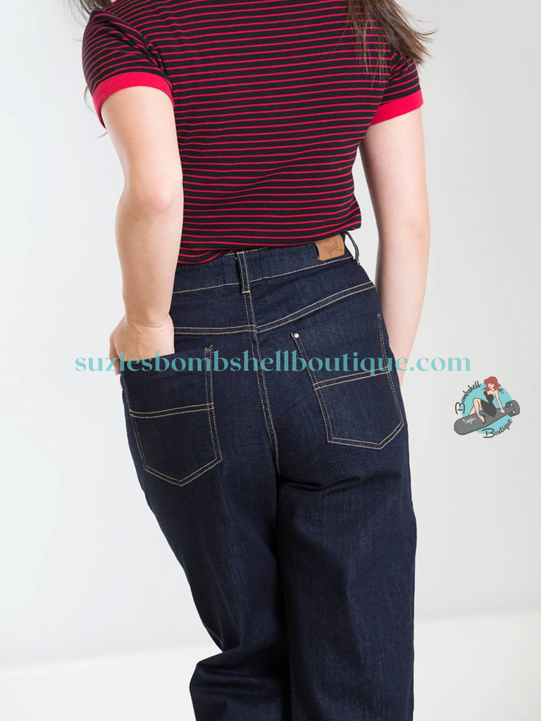 Hell Bunny Weston Denim Trousers – Suzie's Bombshell Boutique
